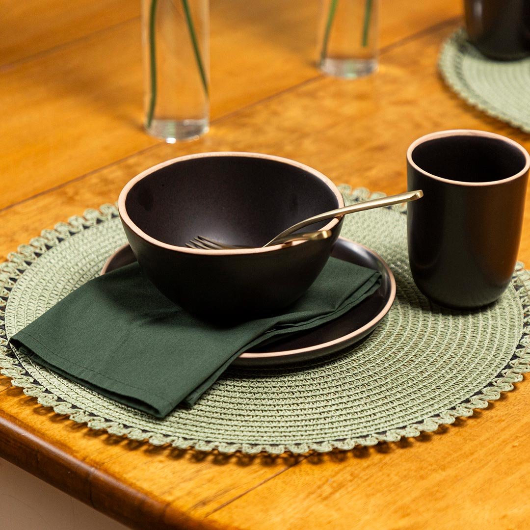 Prato de Sobremesa Copa e Cia Vivant em Cerâmica Preto