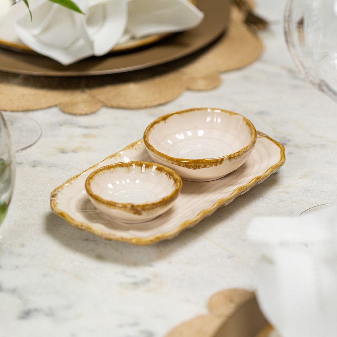 Conjunto Travessa e Bowls Copa e Cia Orion em Cerâmica Filipinas - Pequeno